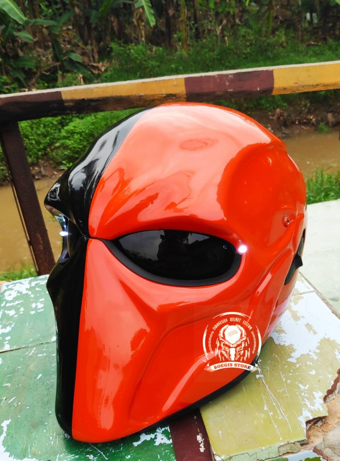 Motorcycle Helmet Custom Deathstroke Character Black Orange Glossy ...