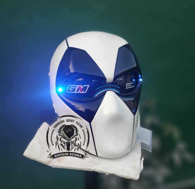 Motorcycle Helmet Custom Deadpool White Black Chopper Bobber Approved ...