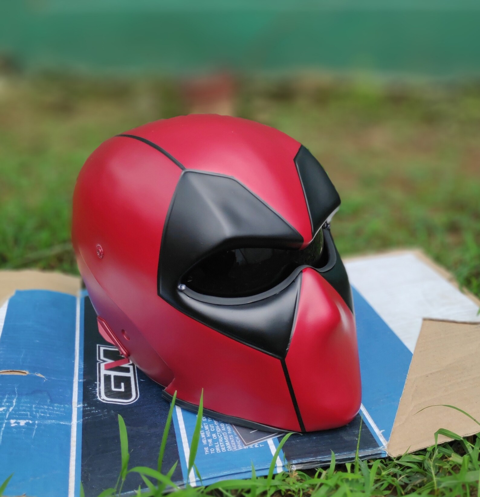 Custom Helmet Deadpool Red Maroon Black for Motorcycle - Etsy UK