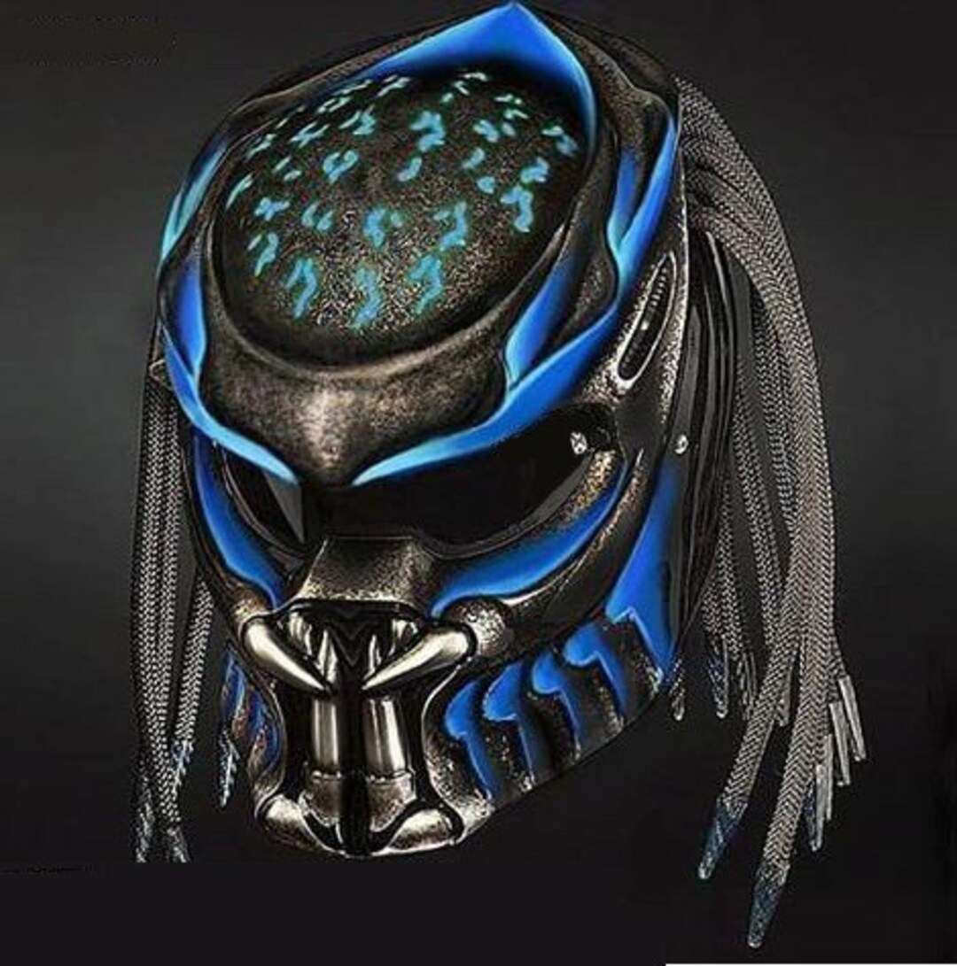Predator Helmet Custom Line Blue Style Bobber Chopper Motorcycle ...