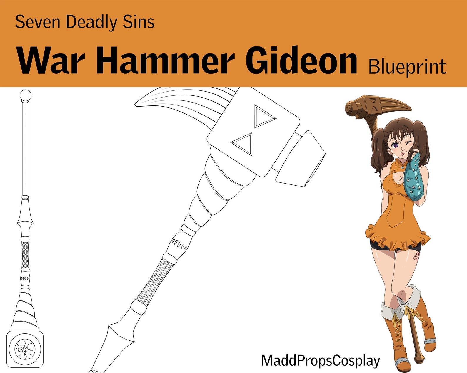 War Hammer Gideon // Diane's Hammer // Seven Deadly Sins | Etsy