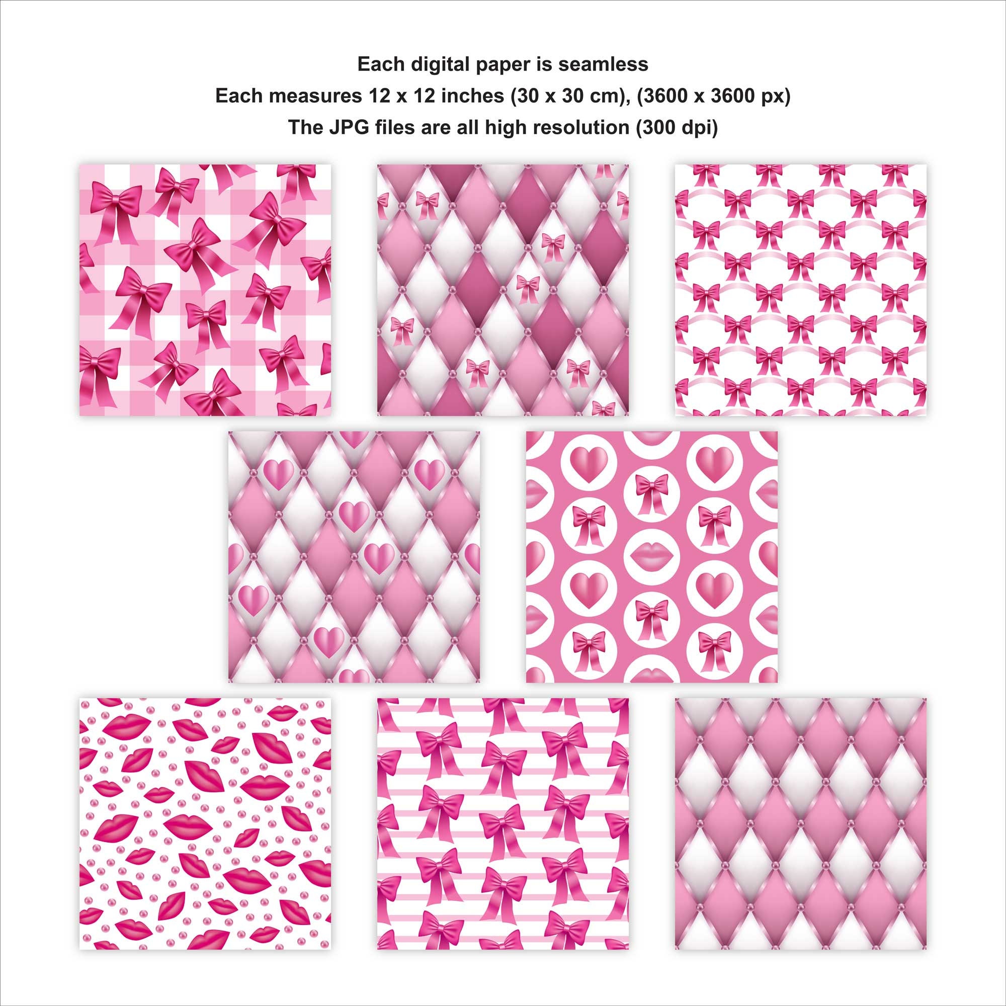 Pink Coquette Digital Papers Seamless Pattern Sublimation Repeating ...