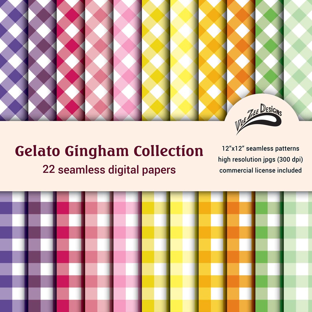 Gingham Digital Papers Seamless Commercial Use License Sublimation ...