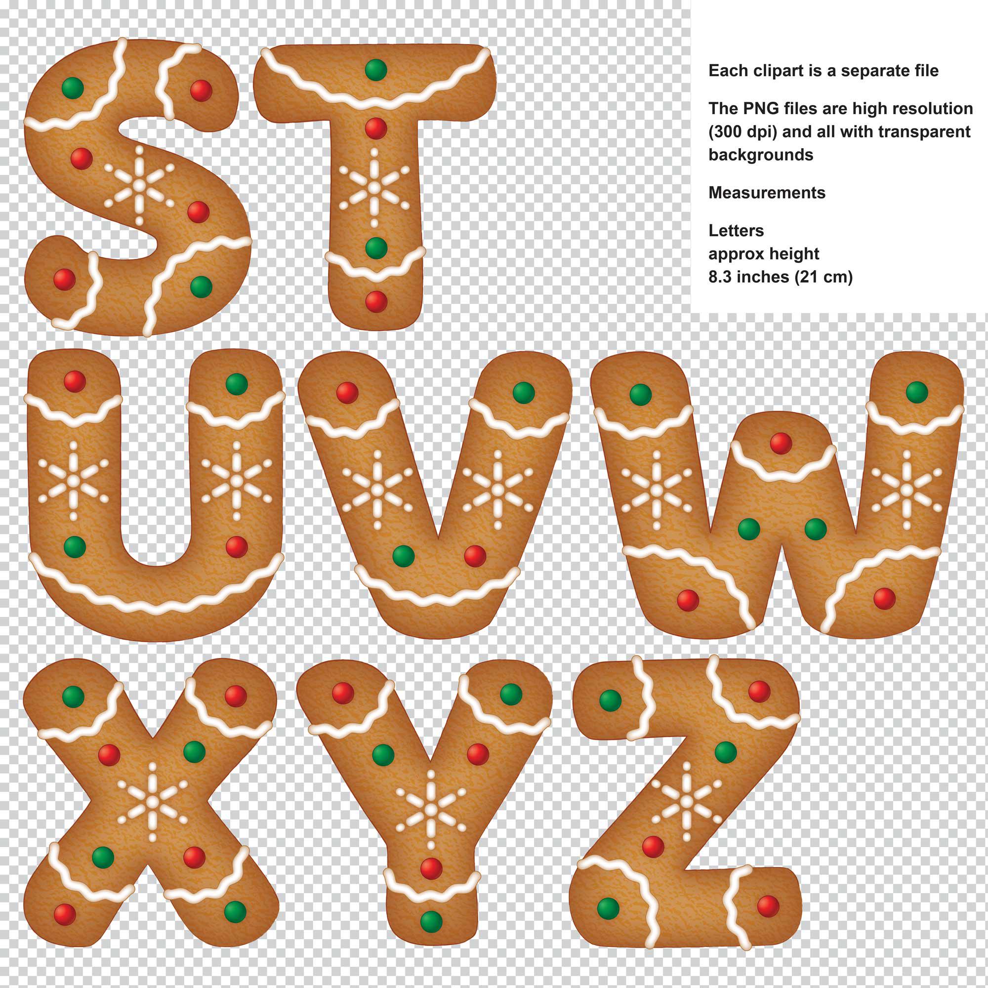 Gingerbread Cookies Alphabet Letters PNG Clipart Christmas Sublimation ...