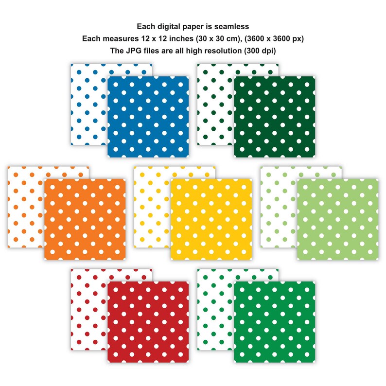 Rainbow Polka Dot Digital Papers Seamless Spring Summer Colors ...