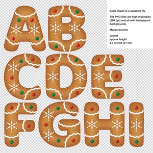 Gingerbread Letters Cookie Alphabet PNG Clipart Christmas Bundle Pack ...