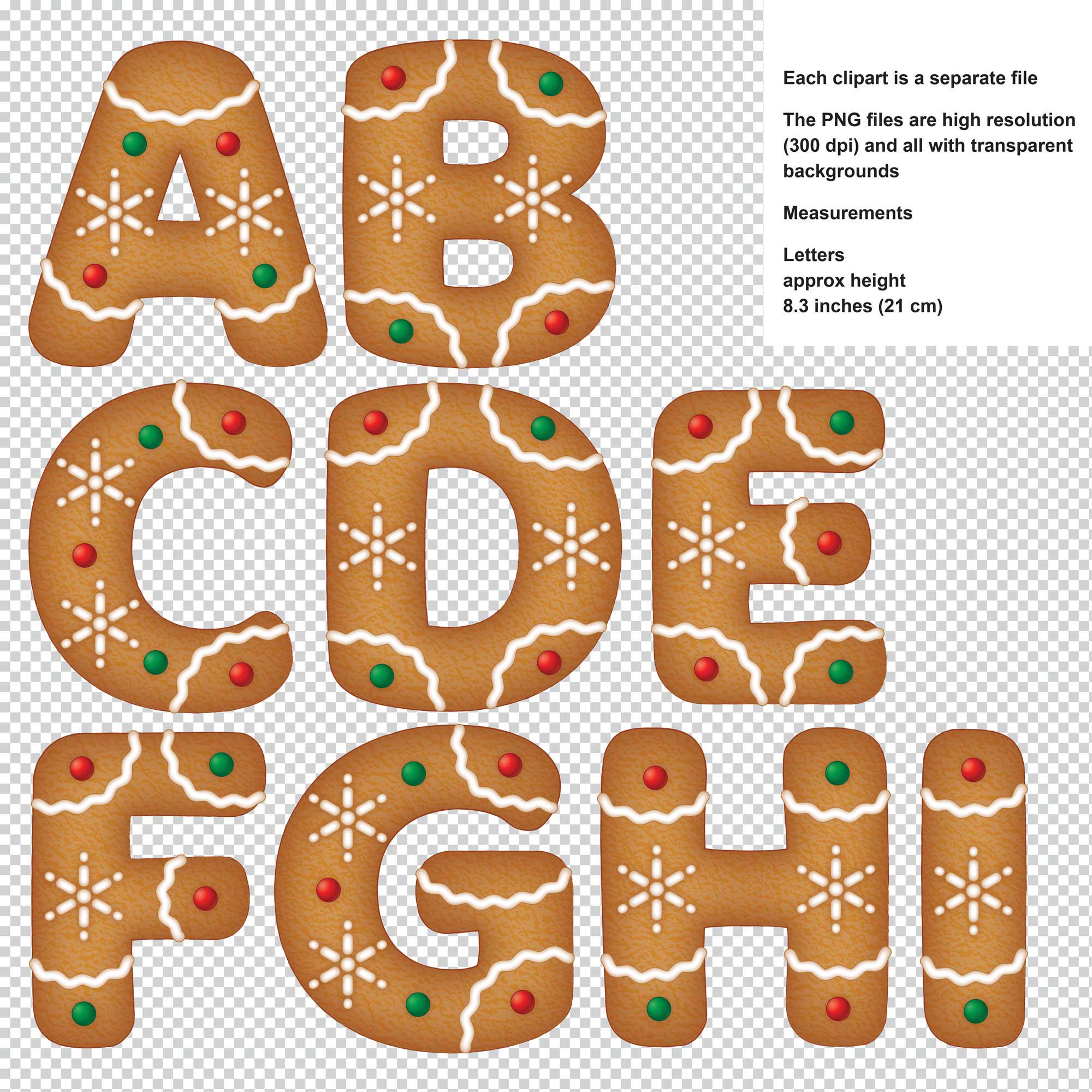 Gingerbread Cookies Alphabet Letters PNG Clipart Christmas Sublimation ...