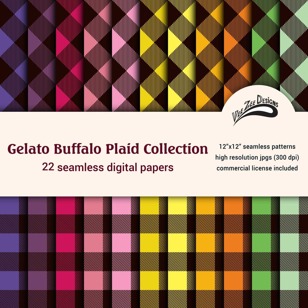 Rainbow Buffalo Check Digital Paper Bright Plaid Seamless Sublimation ...