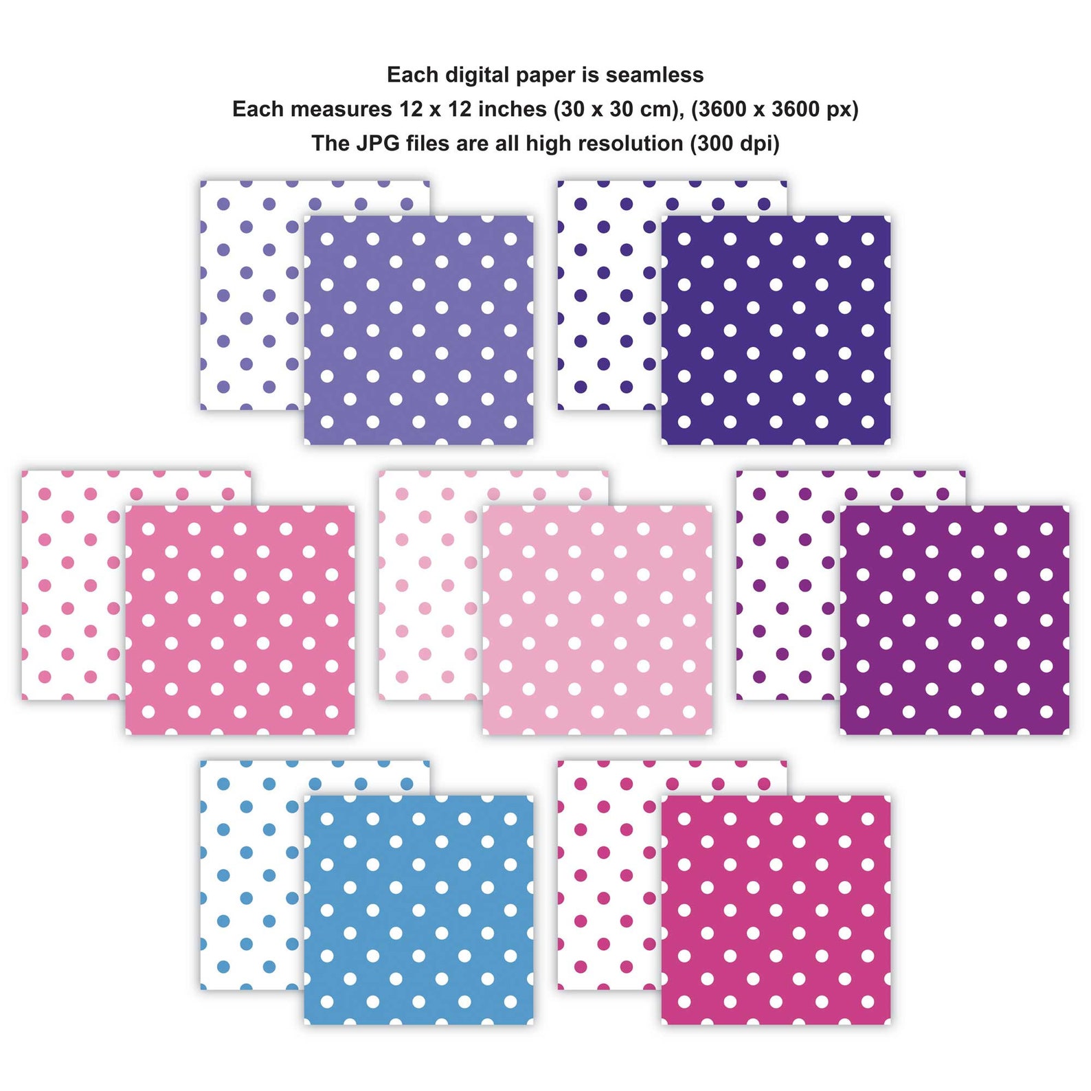 Rainbow Polka Dot Digital Papers Seamless Spring Summer Colors ...