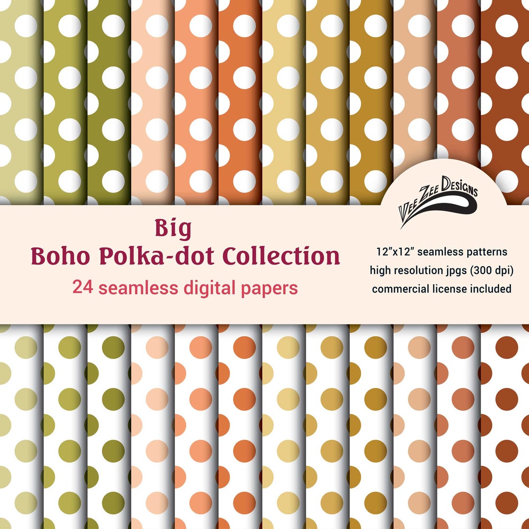 Boho Polka Dot Digital Papers Seamless Fall Autumn Colors Sublimation ...