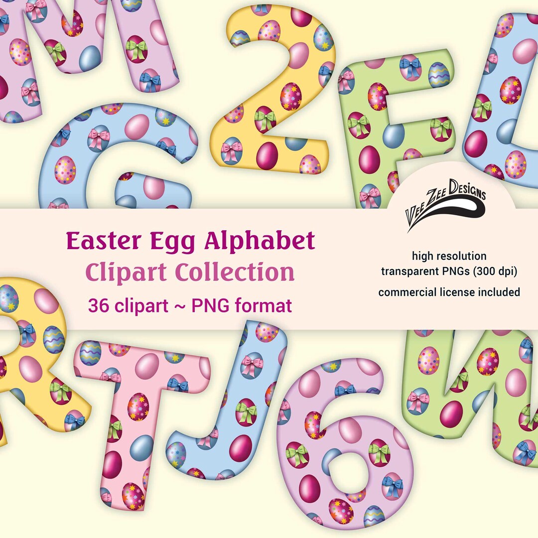 Easter Egg Alphabet Letters PNG Clipart Pastel Color Bundle Pack ...