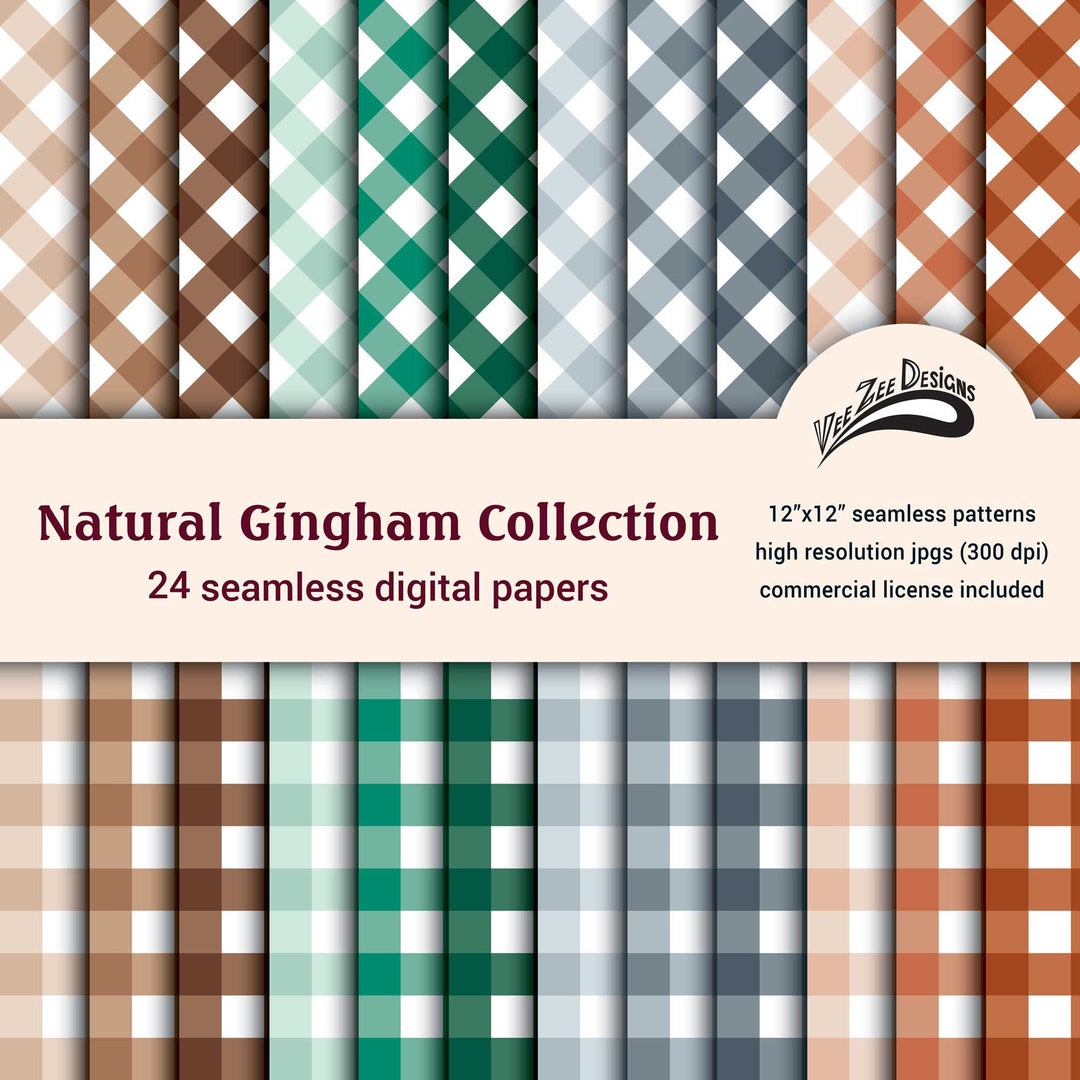 Boho Gingham Digital Papers Seamless Plaid Check Fall Colors ...