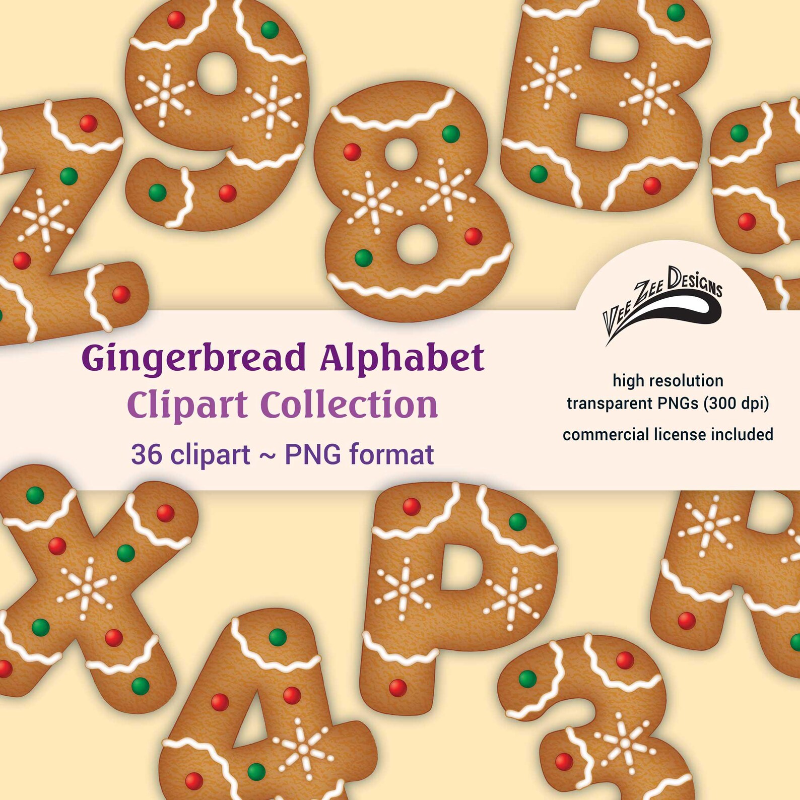 Gingerbread Cookies Alphabet Letters PNG Clipart Christmas Sublimation ...