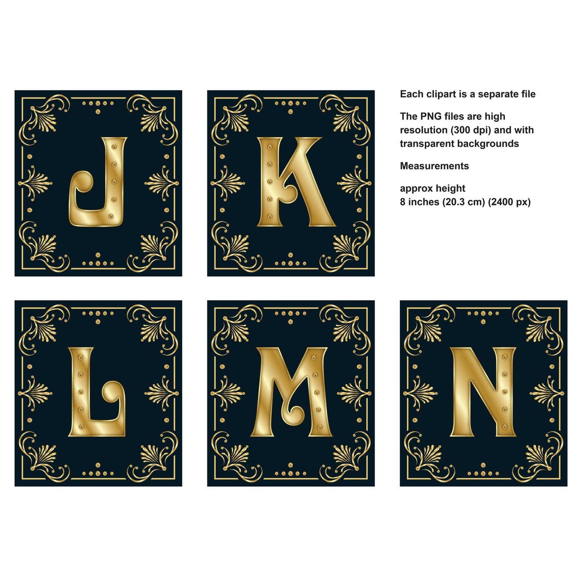 Black Gold Gilded Illuminated Alphabet Letters PNG Clipart Sublimation ...