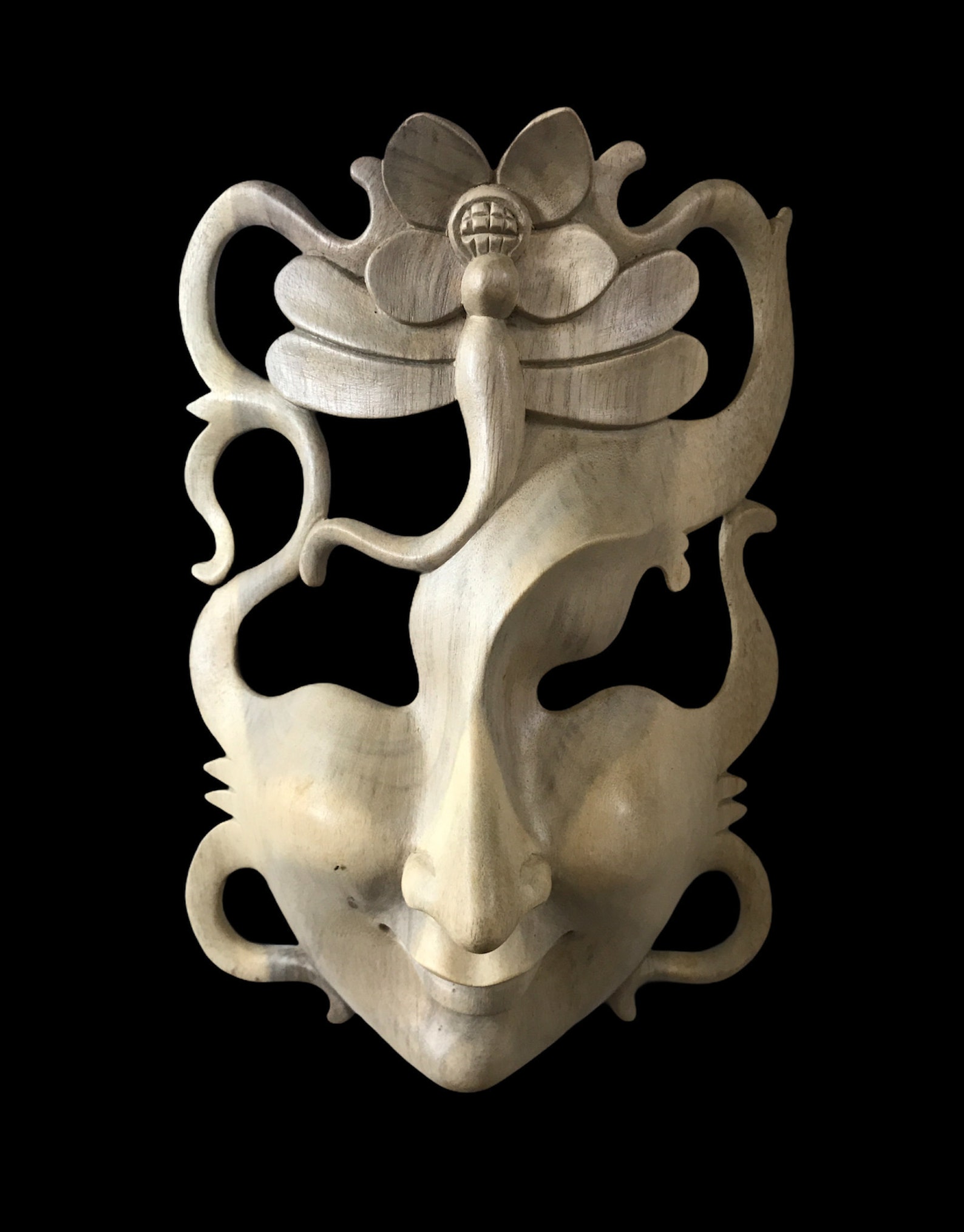 Wood Mask Wall Art Wooden Face Mask Made from Hibiscus Wood | Etsy