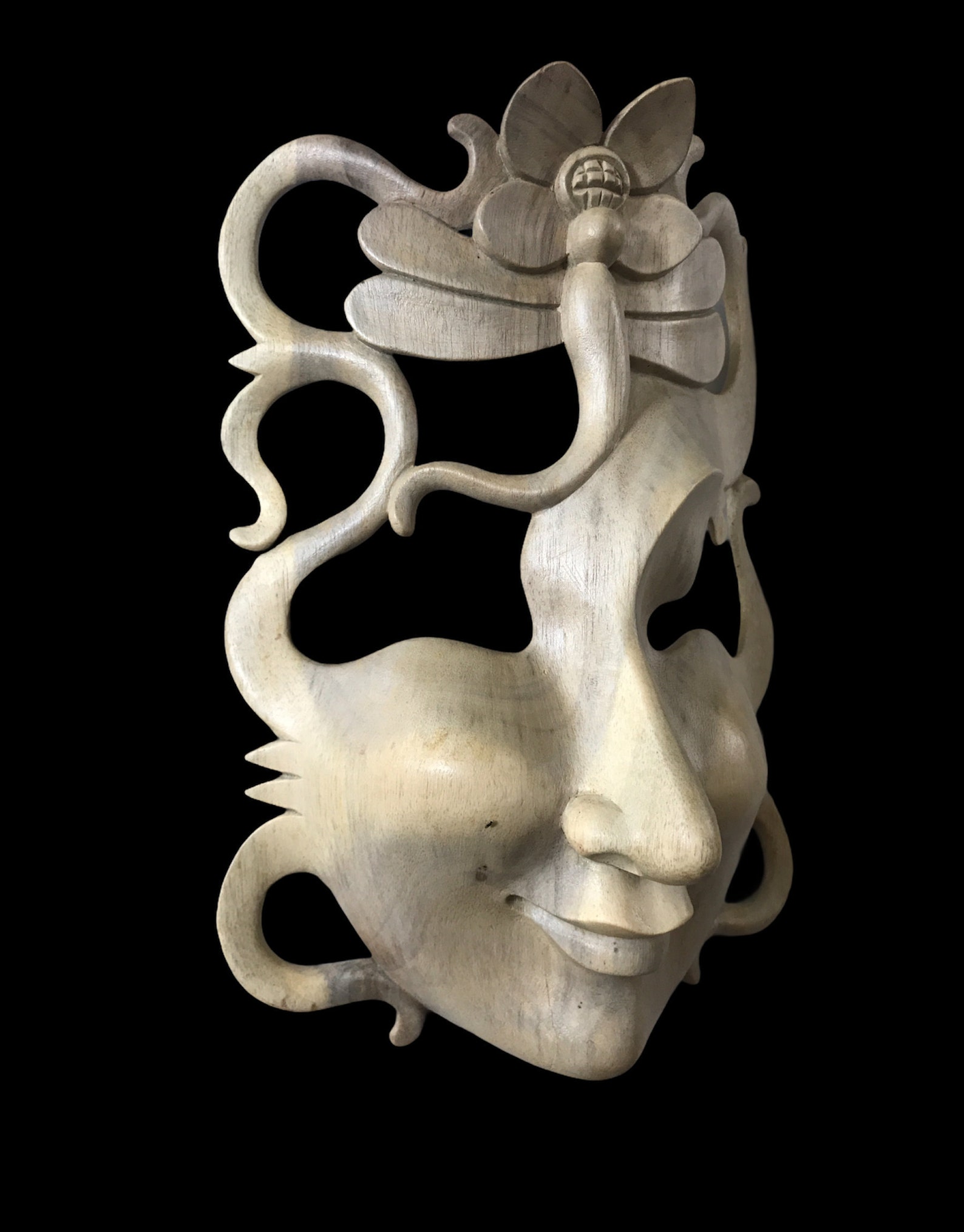 Wood Mask Wall Art Wooden Face Mask Made from Hibiscus Wood | Etsy