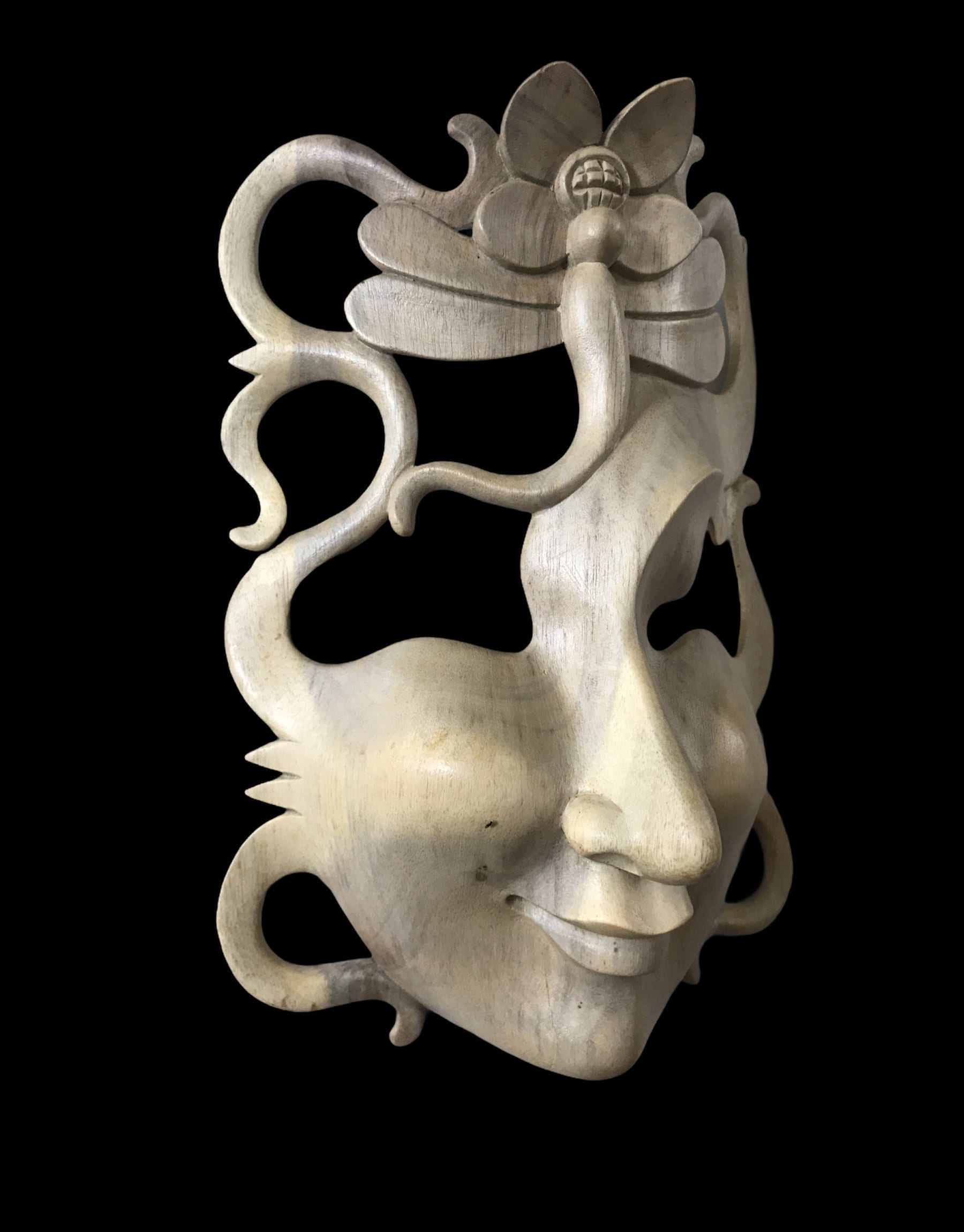 Wood Mask Wall Art Wooden Face Mask Made from Hibiscus Wood | Etsy