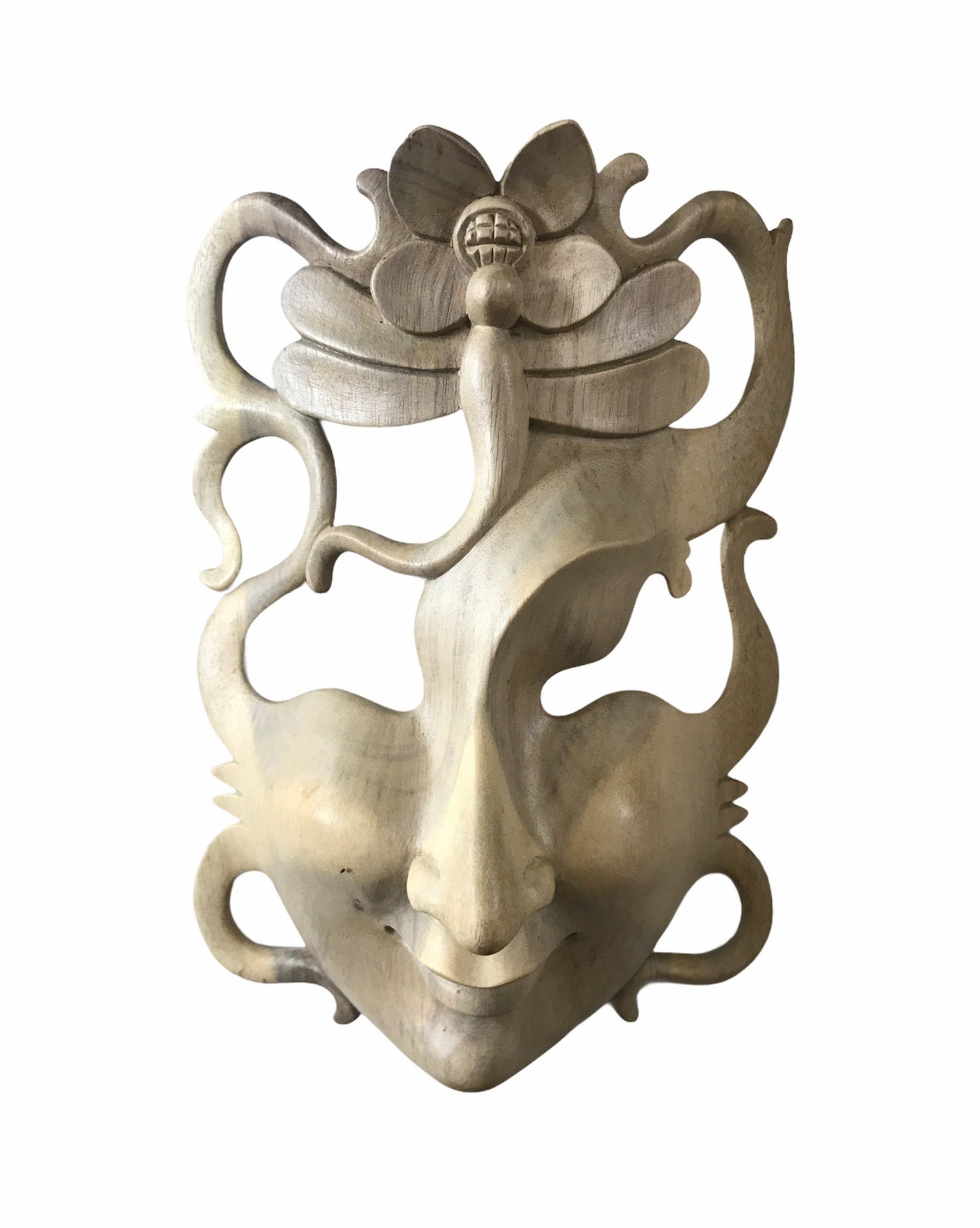 Wood Mask Wall Art | Wooden Face Mask Made From Hibiscus Wood | Wooden ...