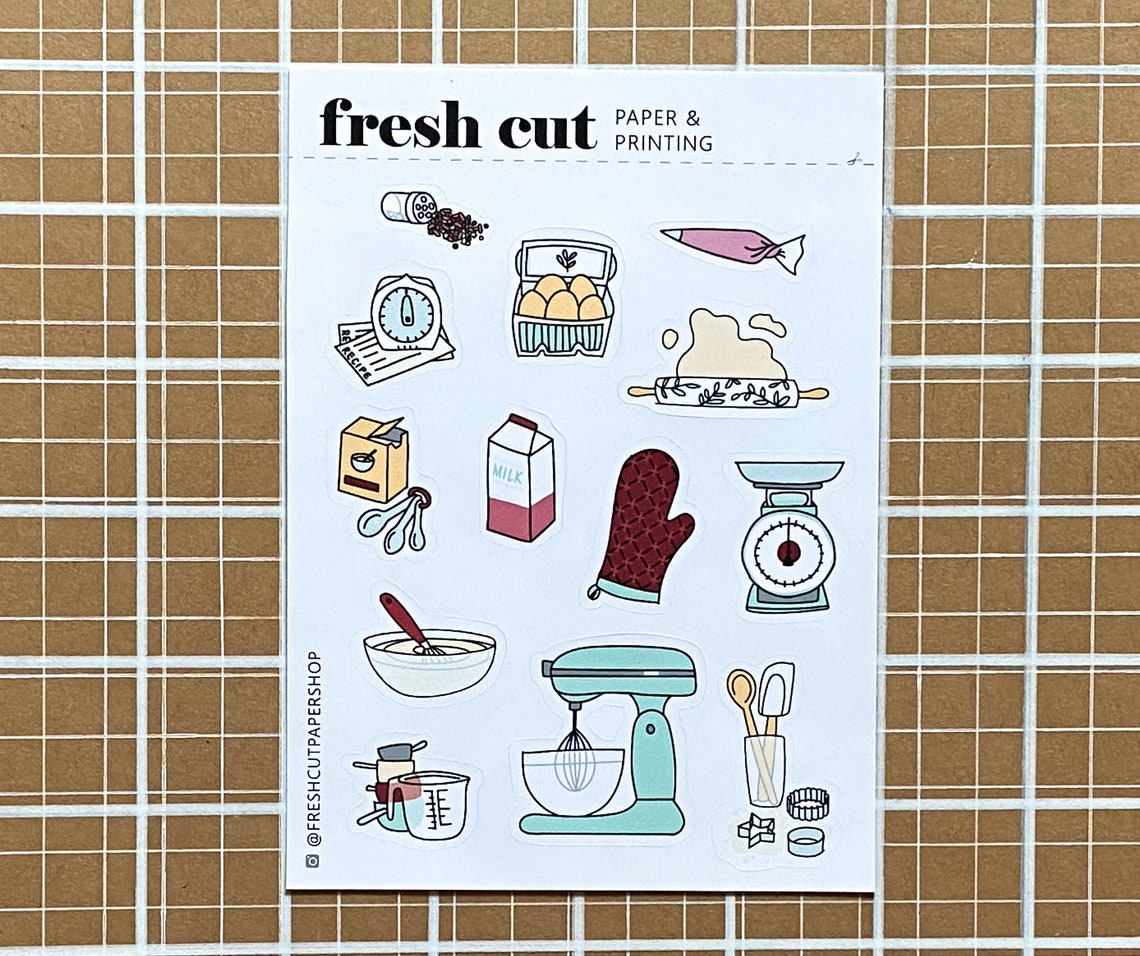 Baking Stickers Planner Stickers Recipe Book Stickers | Etsy