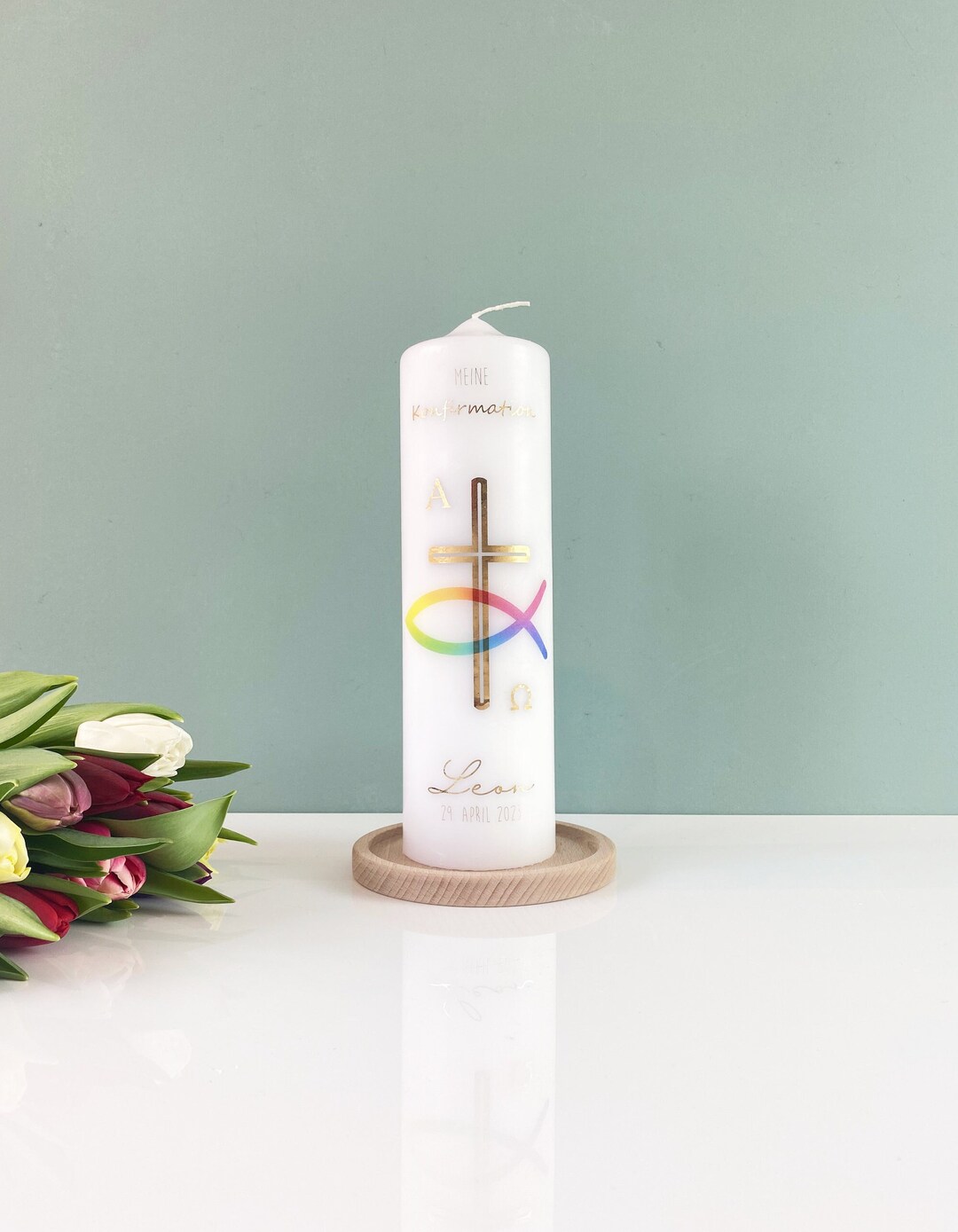 Communion Candle Confirmation Candle Colorful Fish - Etsy