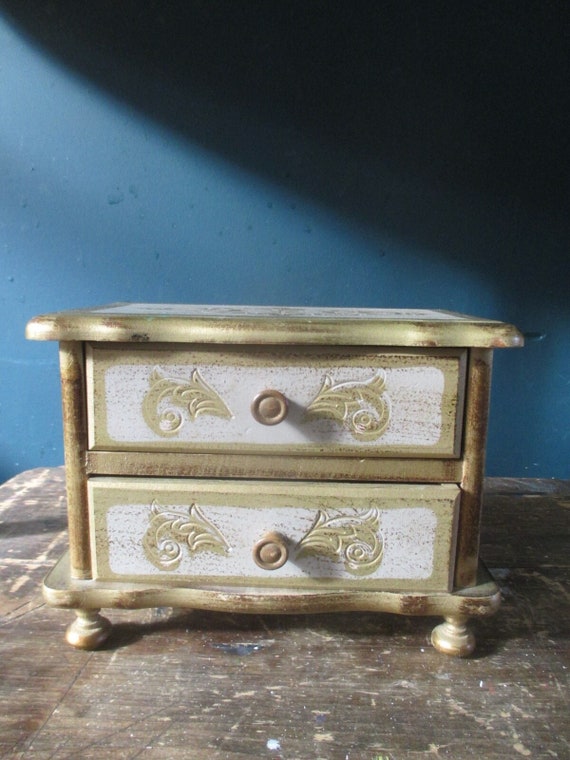Vintage Florentine Jewelry Music Box - Gem