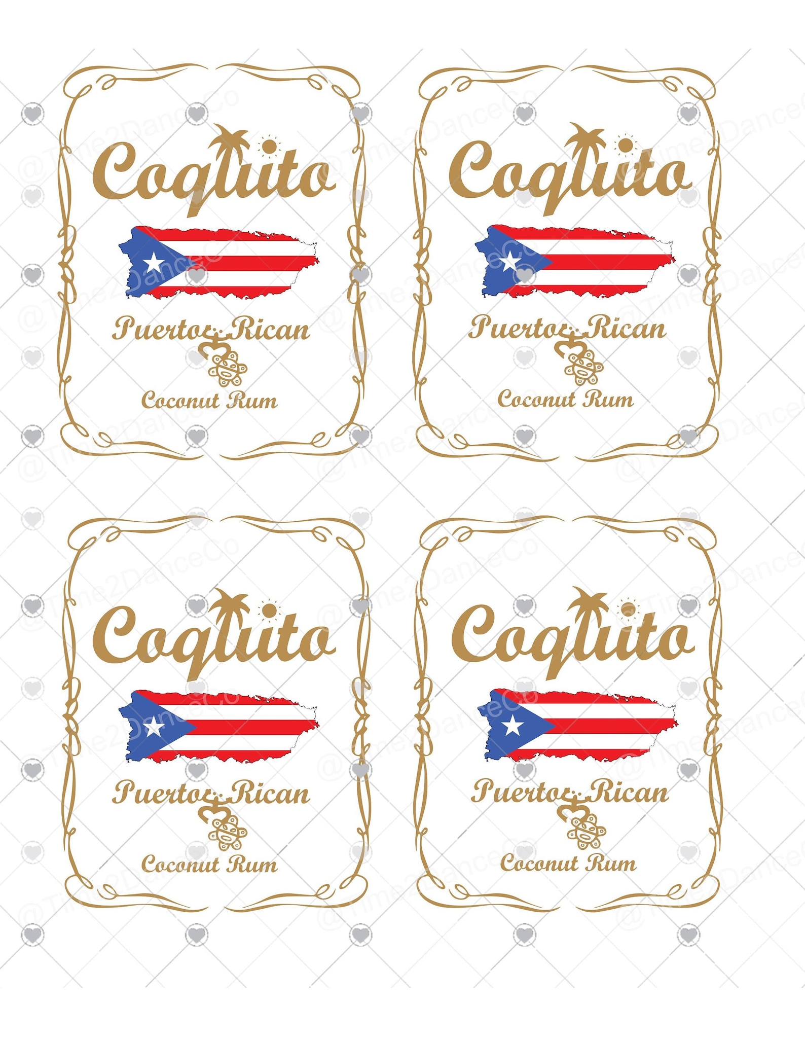 Coquito Drink Bottle Label With Puerto Rico Flag Instant - Etsy Canada