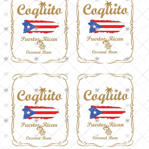 Puerto Rican Flag Digital Coquito Label Instant Downloads - Etsy