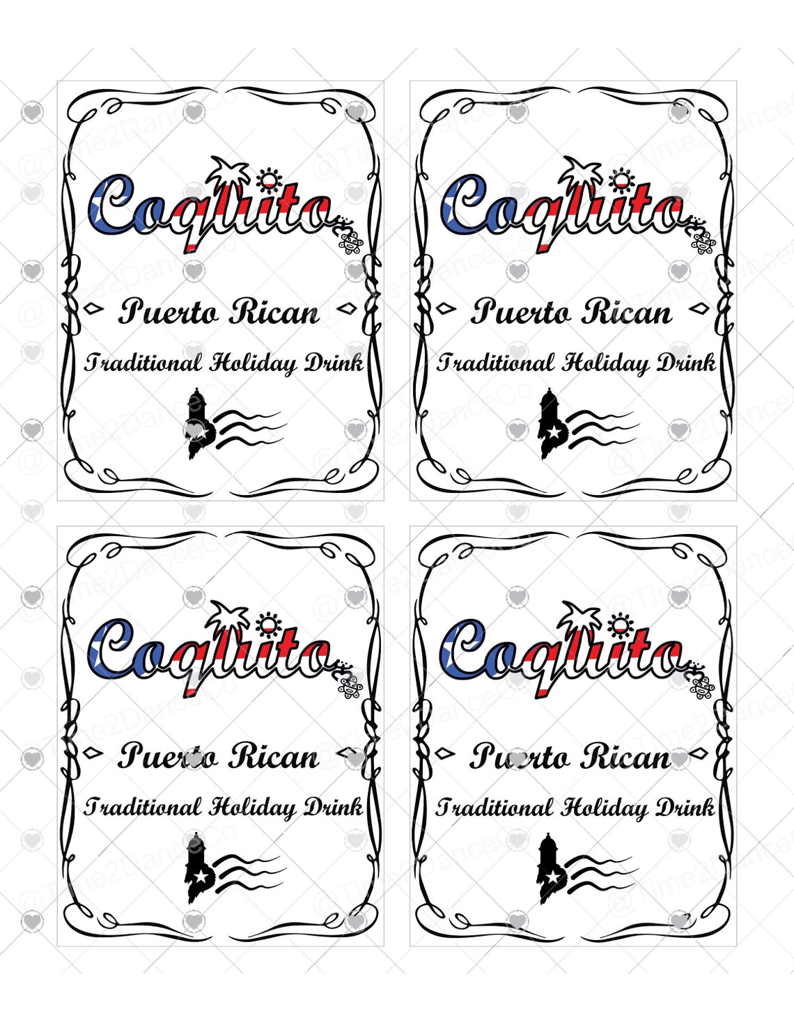 Coquito Drink Bottle Label-puerto Rican Traditional Drink Instant ...