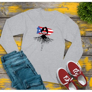 Roots-puerto Rico Flag Map Graphic Hoodiet-shirtlong Sleeve - Etsy