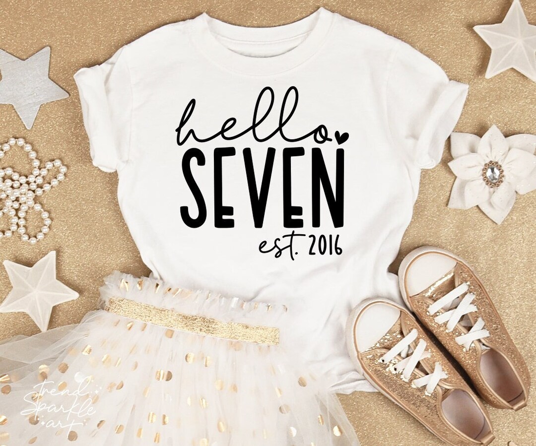 Hello Seven SVG, PNG, 7th Birthday Svg, Birthday Girl Svg, 7th Birthday ...