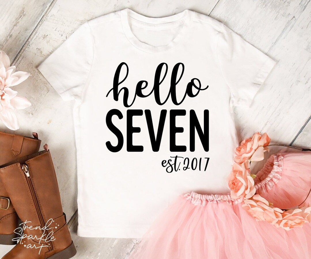 Hello Seven SVG, PNG, 7th Birthday Svg, Birthday Girl Svg, 7th Birthday ...