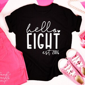 Hello Eight SVG, PNG, 8th Birthday Svg, Birthday Girl Svg, 8th Birthday ...