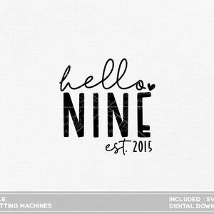 Hello Nine SVG, PNG, 9th Birthday Svg, Birthday Girl Shirt Svg, 9th ...