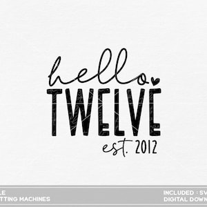 Hello Twelve SVG, PNG, 12th Birthday Svg, Birthday Girl Svg, 12th ...