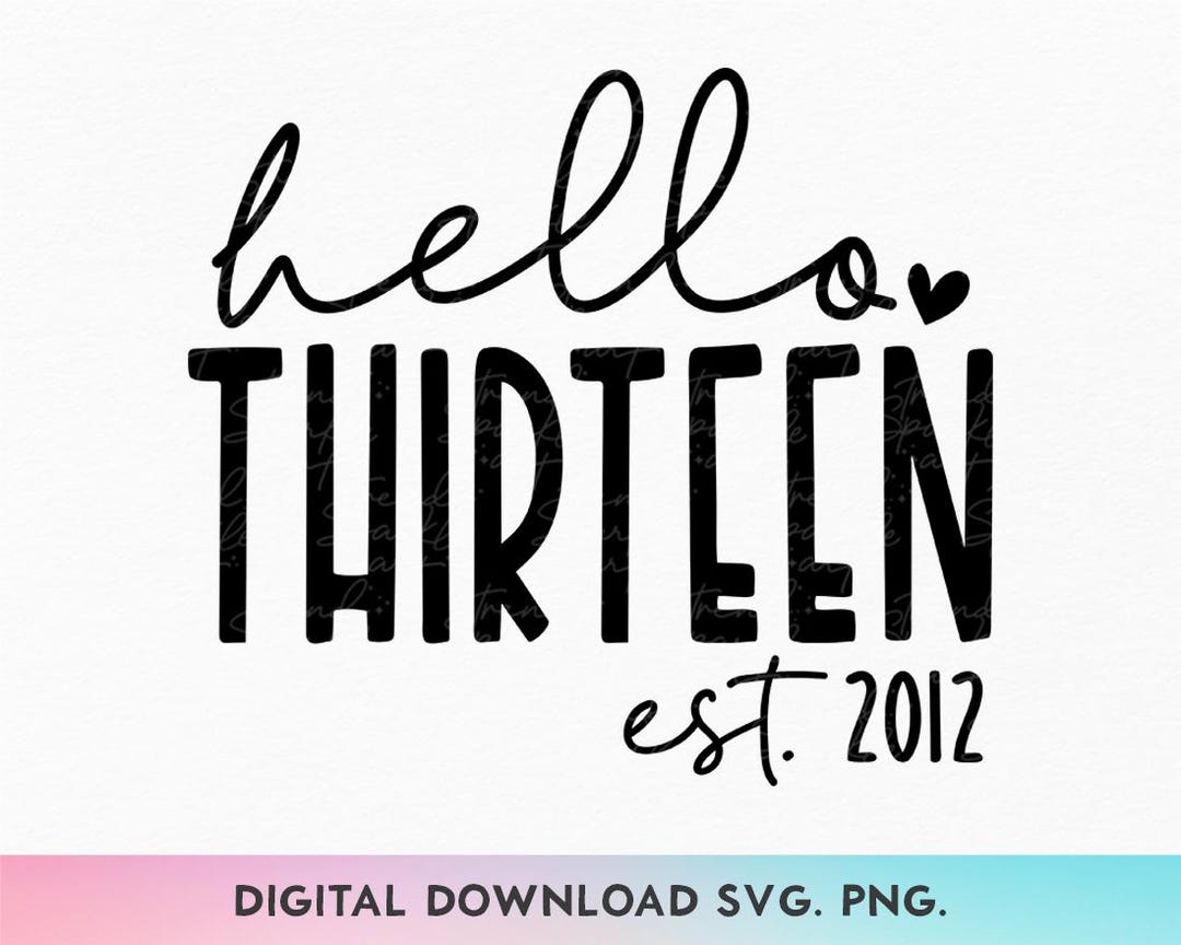 Hello Thirteen SVG, PNG, 13th Birthday Svg, Birthday Girl Svg, 13th ...