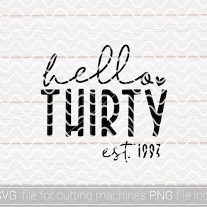 Hello Thirty SVG PNG 30th Birthday Svg 30th Birthday Shirt - Etsy