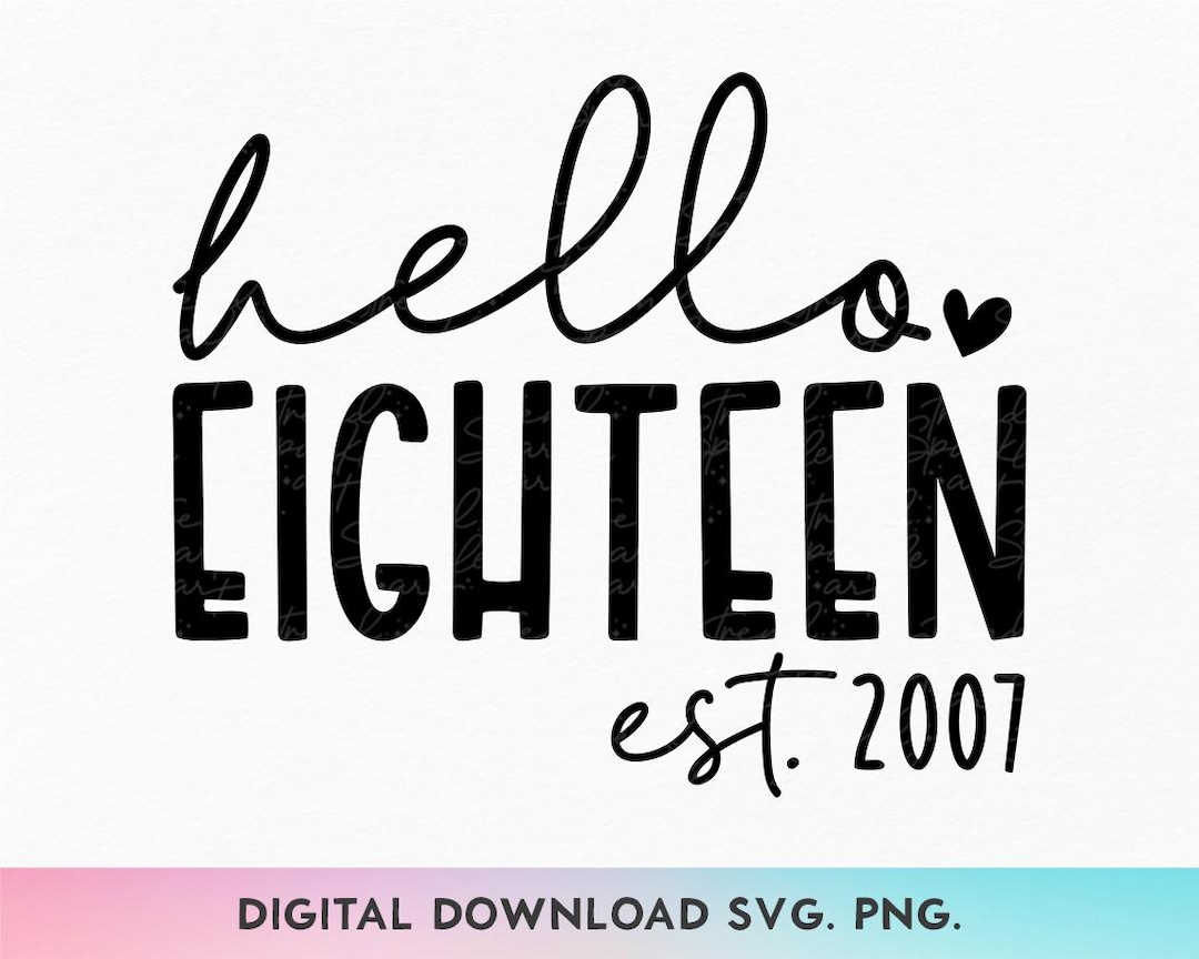 Hello Eighteen SVG, PNG, 18th Birthday Svg, 18 Svg, 18th Birthday Shirt ...