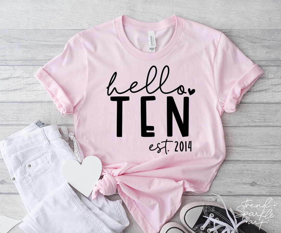 Hello Ten SVG, PNG, 10th Birthday Svg, Birthday Girl Svg, 10th Birthday ...