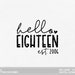 Hello Eighteen SVG, PNG, 18th Birthday Svg, 18 Svg, 18th Birthday Shirt ...