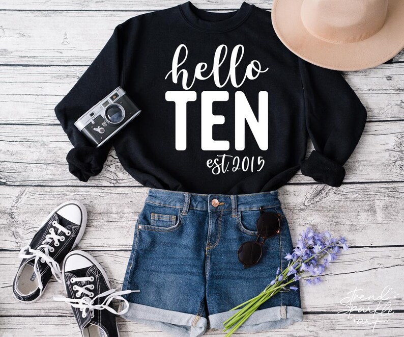 Hello Ten SVG, PNG, 10th Birthday Svg, Birthday Girl Svg, 10th Birthday ...