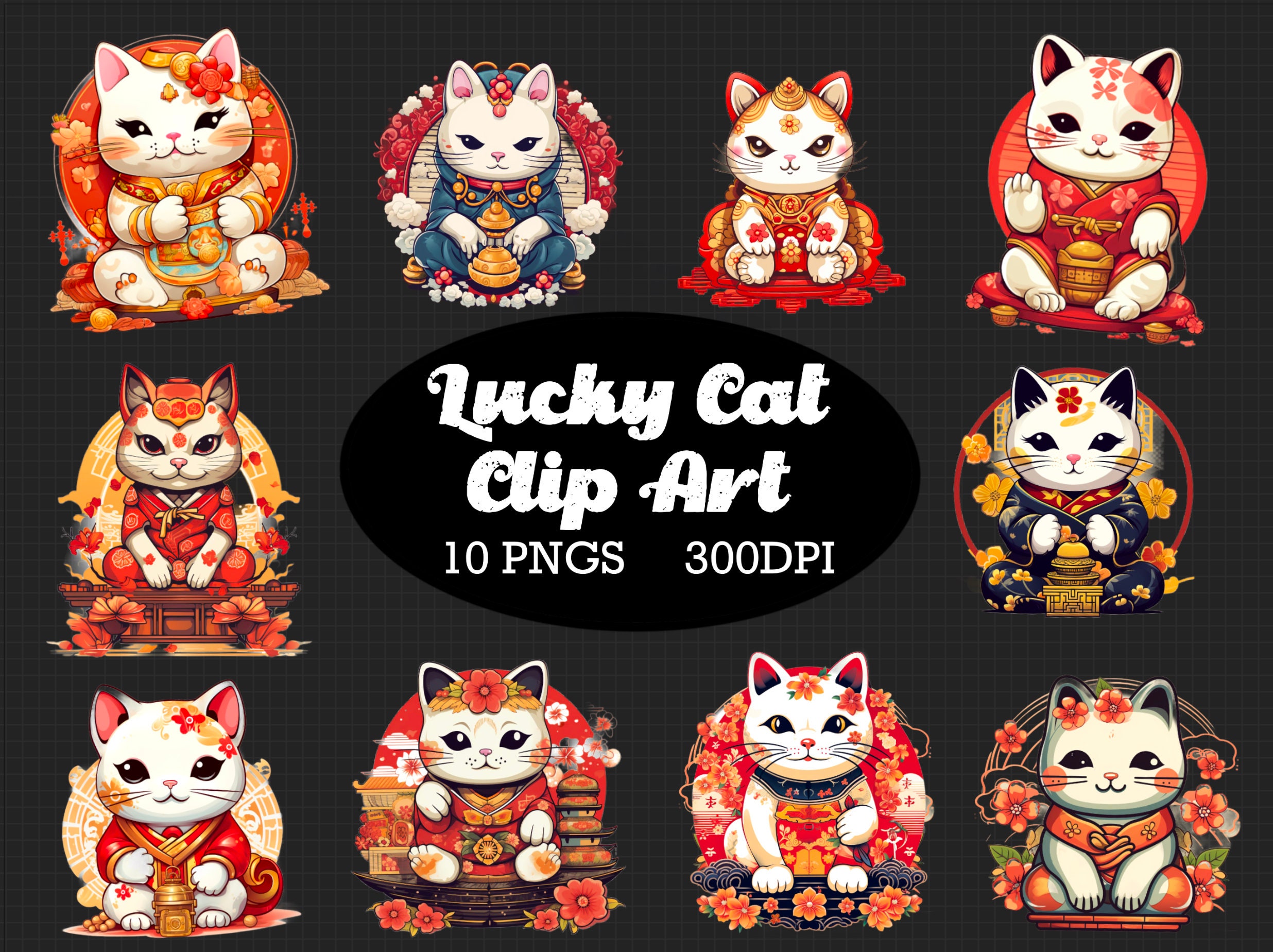 Lucky Cat Clip Art, Lucky Cat Digital Art, Lucky Cat Png, Cat Png ...