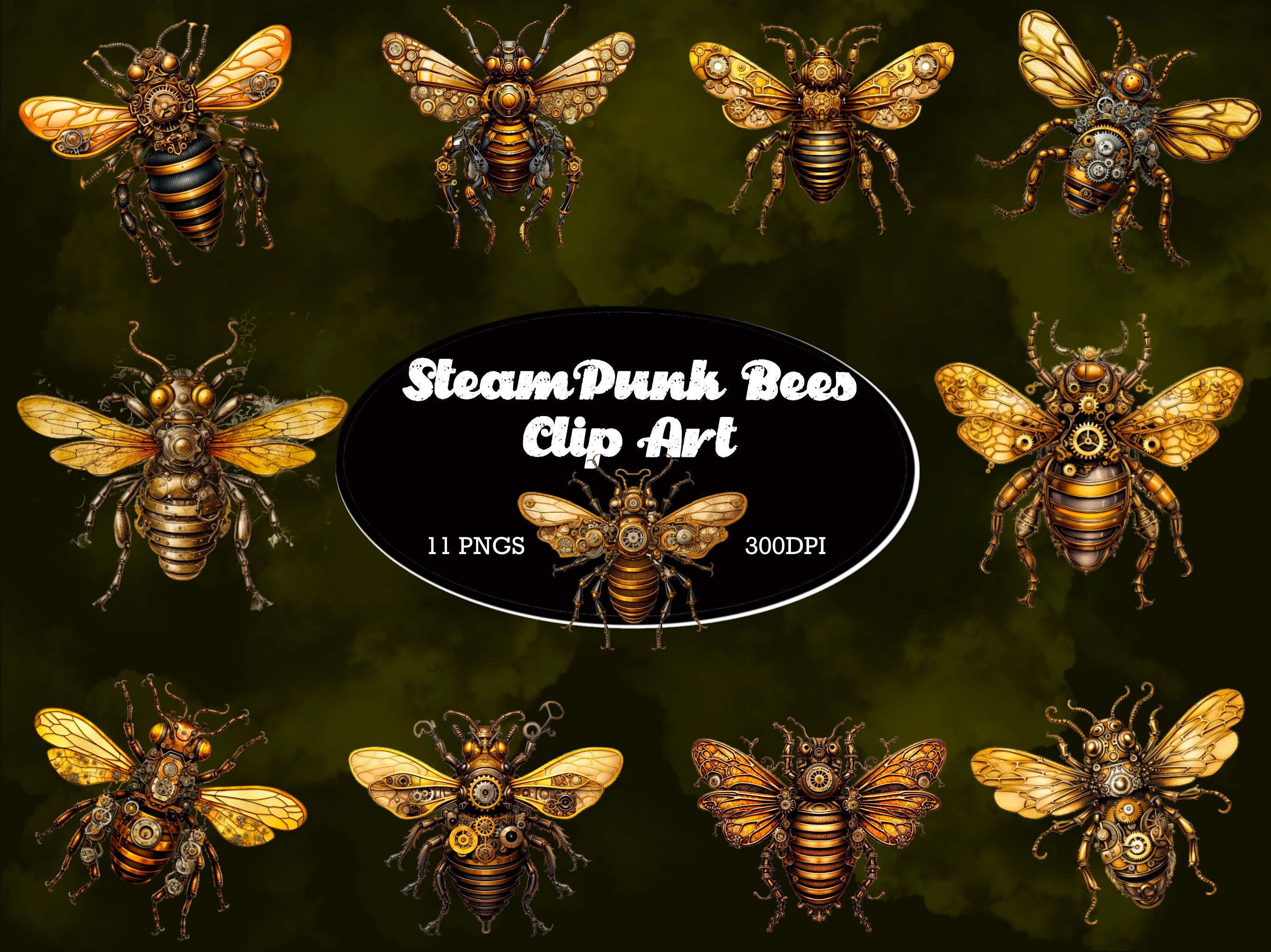 Steampunk Bee's, Bee Clipart, Bee PNG, Bee Art, Bee, Digital Bee ...