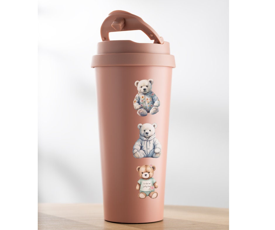 Tiny Teddy Bears in Floral Pajamas Stickers Sheets, Stationary Stickers ...