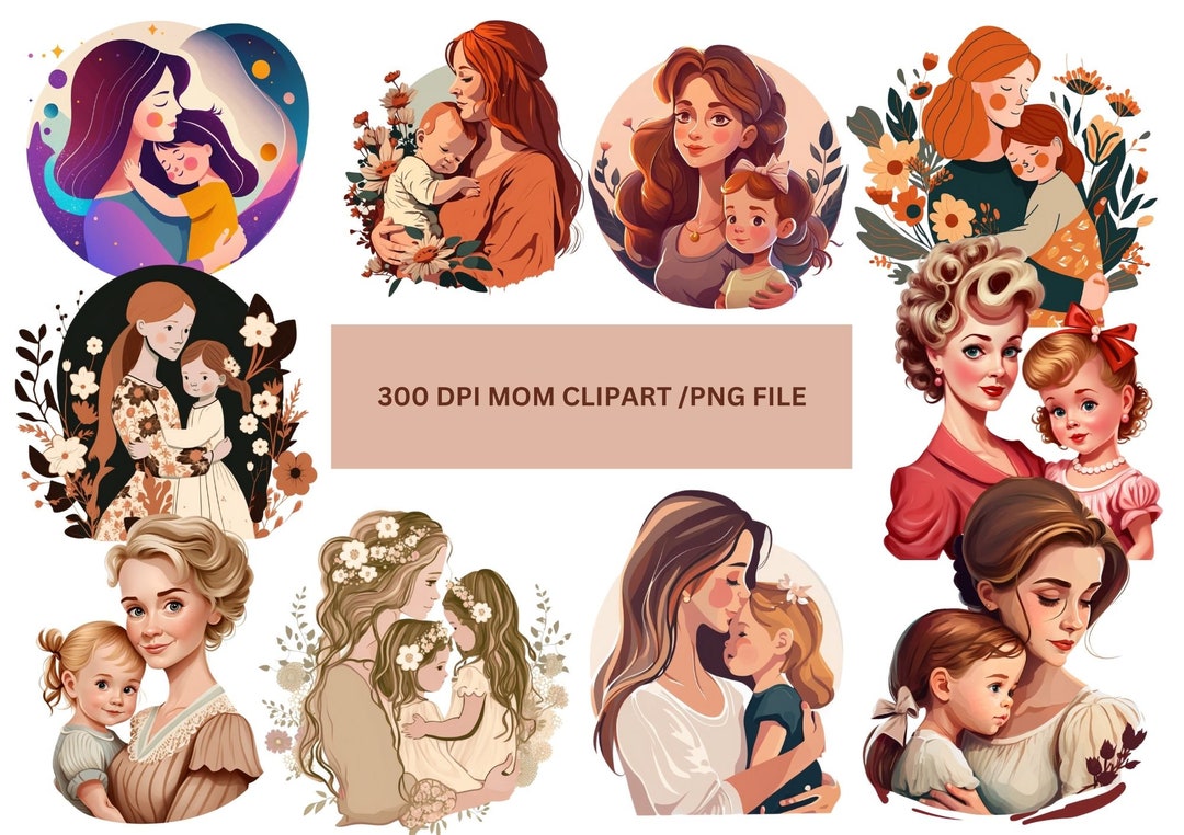 Mother’s Day Clipart, Mother-daughter Clipart, Commercial Use, Digital ...