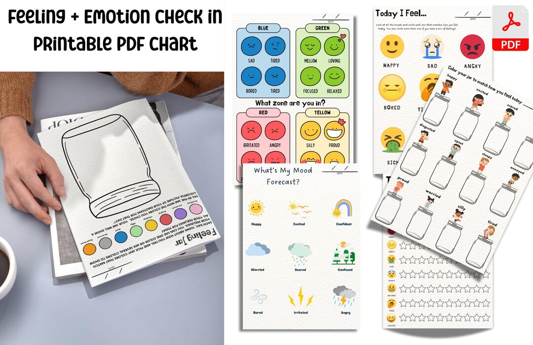 11 Feeling Emotions Emoji Check in Printable Worksheet for Kids ...