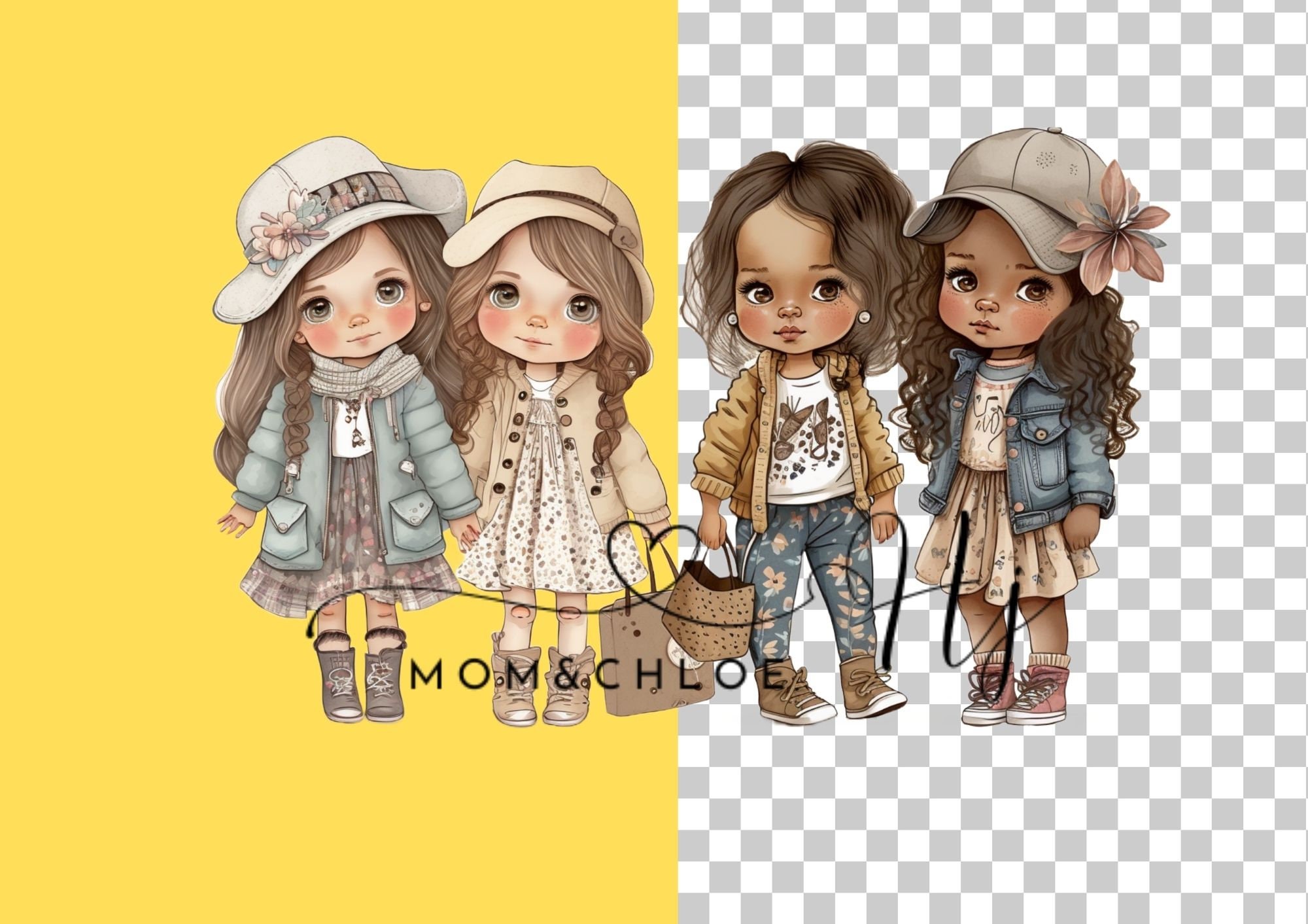 Little Girl Best Friends Clipart PNG, Sisters Clipart, Kids Clip Art ...