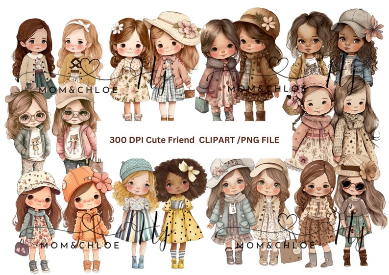 Little Girl Best Friends Clipart PNG, Sisters Clipart, Kids Clip Art ...
