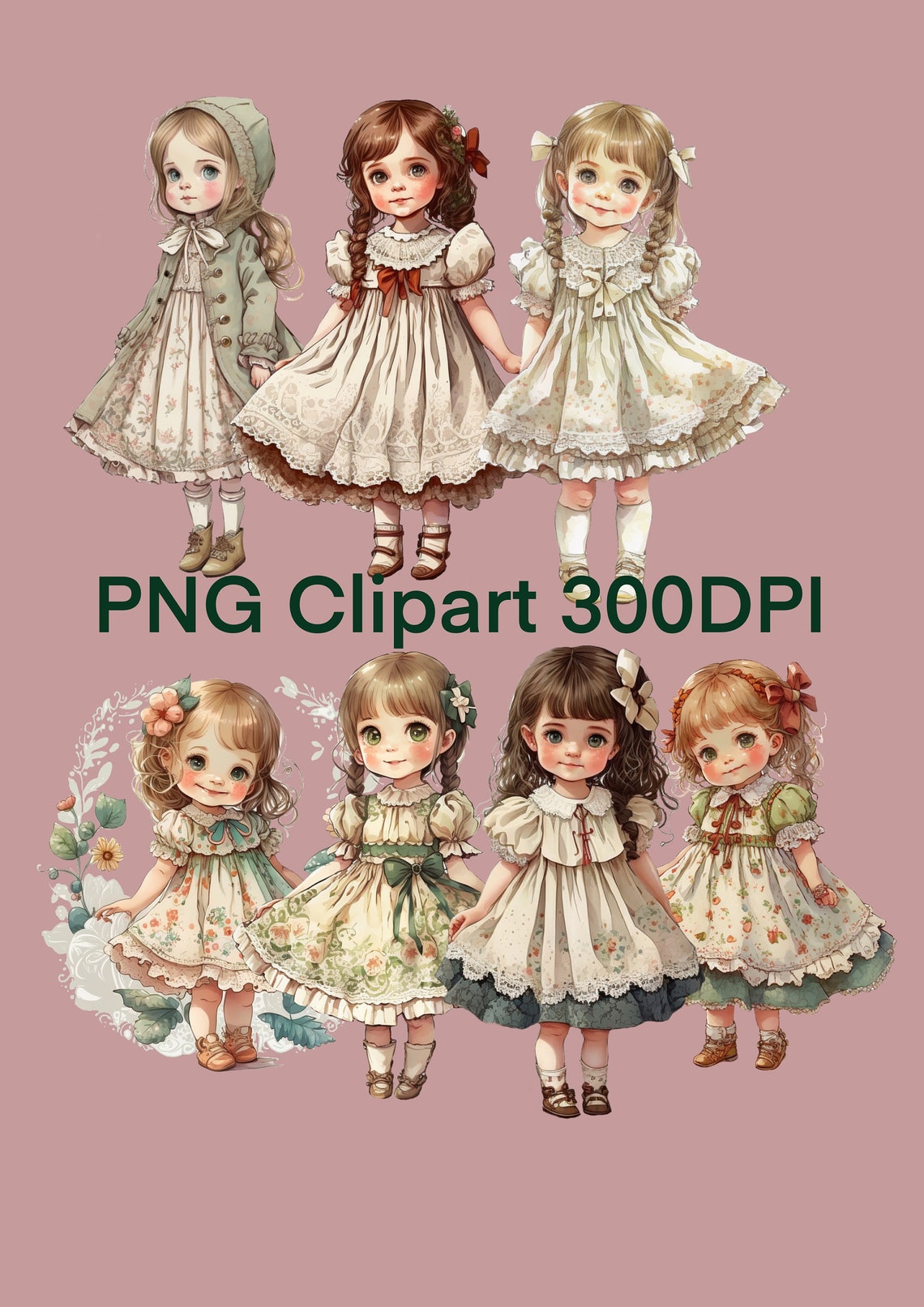 Girl Clipart, Children Clipart, Little Girl Clipart, Spring Summer Girl ...