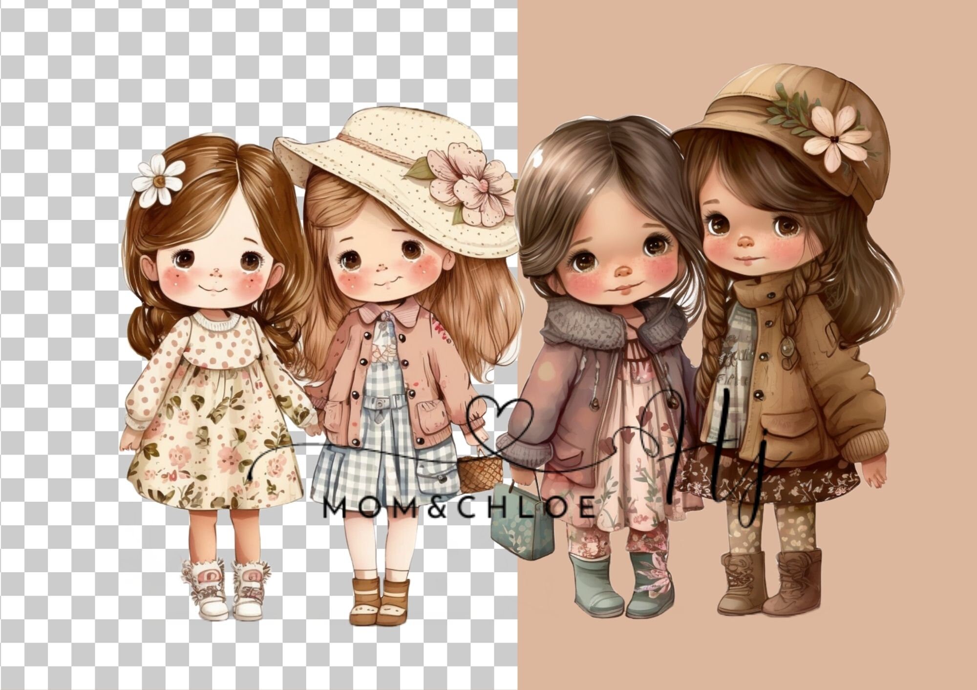 Little Girl Best Friends Clipart PNG, Sisters Clipart, Kids Clip Art ...