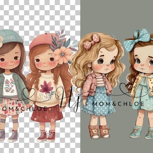 Little Girl Best Friends Clipart PNG, Sisters Clipart, Kids Clip Art ...